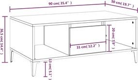 vidaXL Konferenční stolek 90 x 50 x 36,5 cm kompozitní dřevo [821071] Barva: dub sonoma