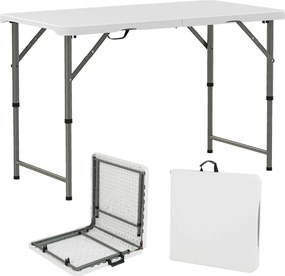 Costway Výškově nastavitelný kempingový stůl s HDPE stolní deskou a rukojetí.