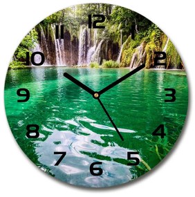 Wallmuralia Skleněné hodiny kulaté Plitvické jezero fi 30 cm