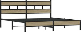 Kovový rám postele bez matrace dub sonoma 200 x 200 cm 3308498