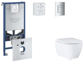 Grohe Rapid SLX - Set předstěnové instalace, klozetu, sedátka SoftClose a tlačítka Skate Cosmopolitan, chrom SANI11BB2110