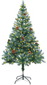 Námrazou pokrytý vánoční stromek s LED diodami a šiškami 150 cm,  3077441 HangarStore.cz