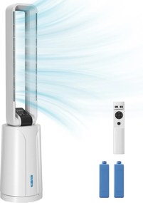 HOMCOM 3v1 přenosný výparný chladič vzduchu — zvlhčovač a ventilátor, 2 chladící vložky, nádrž 1,7 l, 15hod. časovač, 70° oscilace, dálkové ovládání,…