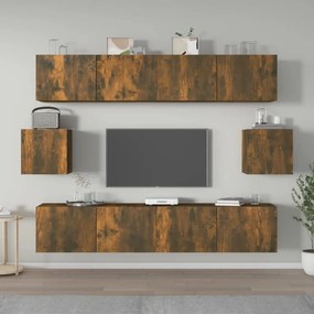 6dílný set TV skříněk kouřový dub kompozitní dřevo 3114363