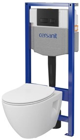 Cersanit Moduo, System50 MECH podomítkový rám + závěsná wc mísa Moduo Plus CleanOn + černé tlačítko MOVI II, S701-766
