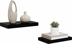 Plovoucí nástěnné police 2 ks lesklé černé 40 x 23,5 x 3,8 cm MDF 323764