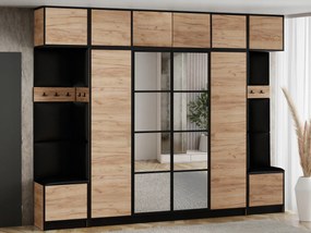 Šatní skříň s nástavcem EDEN 17 dub Craft zlatý + ekokůže černý
