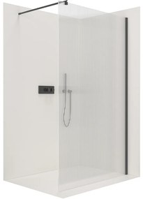 CERANO - Sprchová zástěna Walk-in Onyx L/P - kulatá vzpěra - černá matná, rýhované sklo - 130x200 cm, CER-CER-8050BD307
