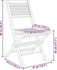 Skládací židle 6 ks 47x62x90 cm masivní teak 3155065