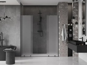 Mexen Velar Duo, posuvné sprchové dveře do otvoru 200 cm, 8mm sklo námraza, broušený grafit, 871-200-000-32-95
