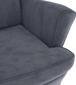Křeslo ušák se stoličkou tmavě šedé samet 3115932