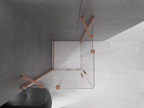 Mexen Velar Duo, sprchový kout s posuvnými dveřmi 80(dveře) x 80(dveře) cm, 8mm čiré sklo, měděná matná profil, 871-080-080-02-65