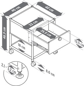 Tchibo - Kovový odkládací stolek »Cn3« s 1 zásuvkou - barva: zelená