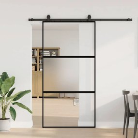 Posuvné dveře se sadou kování černé 102,5x205 cm Tvrzené sklo 3375879
