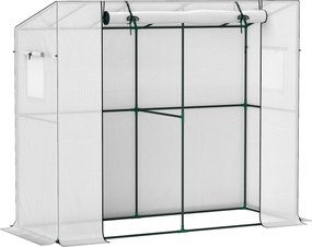 Outsunny skleník s rolovacími dveřmi, 2 okna, zimní skleník z ocelové fólie, skleník na balkon, zahrada, skleník na rajčata s UV ochranou 200x76x170c…