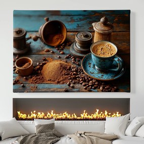 Obraz na plátně - Káva, zrnková i drcená FeelHappy.cz Velikost obrazu: 120 x 80 cm