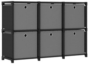 Výstavní police 6 přihrádek s boxy černá 103x30x72,5 cm textil 322607