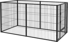 PawHut 6-panelový nastavitelný psí výběh s ocelovým rámem 82,5-150x79x81 cm Černý | Aosom