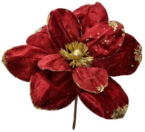 Červeno-zlatá dekorace květina vánoční hvězda Poinsettia - Ø 24*25 cm
