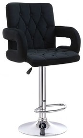 LuxuryForm DESIGN Barová židle BOSTON VELUR na stříbrné kulaté podstavě - černá