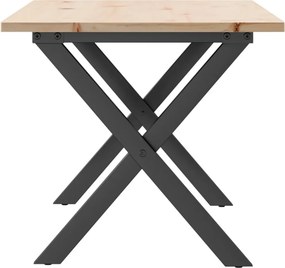 Konferenční stolek s X rámem 90x40x45 cm borové dřevo a ocel 3282686
