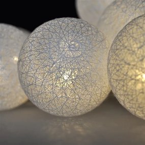 SOLIGHT LED řetěz vánoční koule bavlněné, 10LED, 1m, 2x AA, IP20