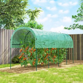 Outsunny zimní tunelový skleník s obloukovou střechou — ocelový rám a zemní kotvy, zasouvací otevřený tunel, 400 × 120 × 170 cm, zelený