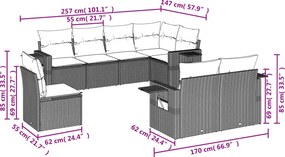 vidaXL 8dílná zahradní sedací souprava s poduškami polyratan [3220442] Barva: béžová a šedá