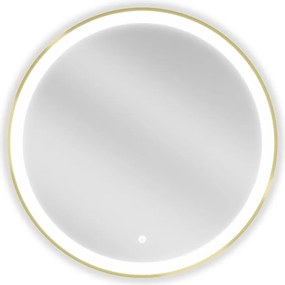 Mexen Esso podsvícené koupelnové zrcadlo, kulaté 70 cm, LED 6000K, proti mlze, zlatý rám - 9825-070-070-611-50