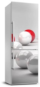 Wallmuralia Nálepka na ledničku Červené-bílé koule 60x180 cm