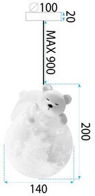 Toolight Závěsné osvětlení dětského pokoje WHITE BEAR APP1597-1CP