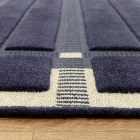Tmavě modrý/béžový ručně tkaný vlněný koberec 160x230 cm – Asiatic Carpets