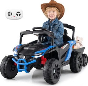 Costway 12 V Dětský traktor s odnímatelným přívěsem a rodičovským dálkovým