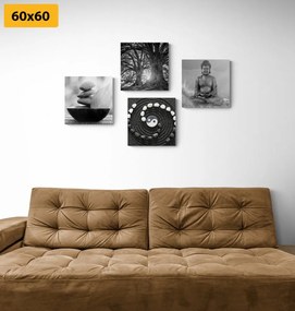 Set obrazů Feng Shui v černobílém stylu - 4x 60x60 cm