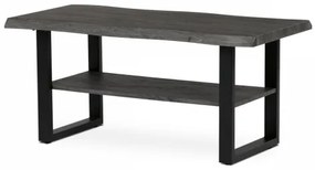 Konferenční stolek 120x60 dekor šedý dub police kovové nohy černý lak CT-F4212 GREY