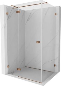Mexen Lunar T, sklápěcí sprchový kout levý 130 x 80 cm, 8mm čiré sklo, profil růžové zlato, 834T-130-080-60-00-L