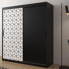 Šatní skříň Plaster | 180 cm | černá/bílá