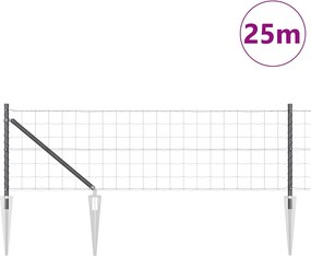 Evropský plot se hroty 25 x 0,8 m Ocel potažená PVC Šedá 3350688