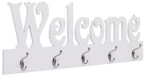 Nástěnný věšák WELCOME bílý 74 x 29,5 cm 284247