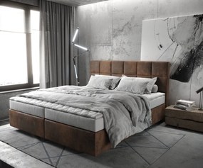 Boxspring postel Dream-Fine 180x200 cm mikrovlákno hnědá s matrací
