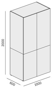 PLAN Kuchyňská policová skříň NIKA 1000 x 600 x 2000 mm, grafitová