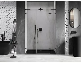 Mexen Lunar L, výklopné sprchové dveře pravé 120 cm, 8mm čiré sklo, broušený grafit profil, 834SL-120-050-66-00-P