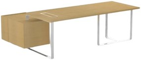 NARBUTAS - Kancelářský stůl PLANA 204x150x75 cm s fixním kontejnerem na pravé straně
