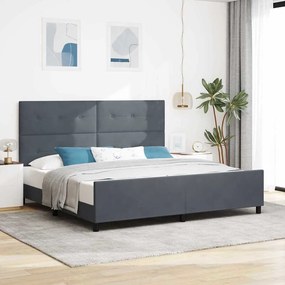 Postel s boxspringem s čelo Tmavě šedá 200 x 200 cm samet 3344964