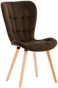 Židle Elda ~ samet, dřevěné nohy natura - Hnědá