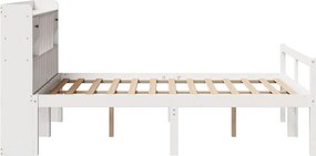 Postel s knihovnou bez matrace bílá 140x190 cm masivní borovice 3322048