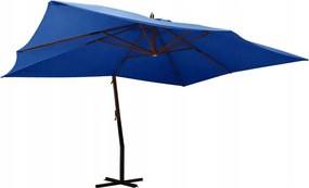 Fionshop 262820341 Boční zahradní slunečník dřevěná tyč 400 x 300 cm azur