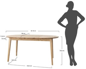 KATMANDU Stůl Orbetello rozkládací, přírodní, masiv dub, 90 - 140  cm