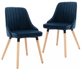Jídelní židle 2 ks samet / buk Dekorhome Modrá