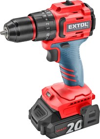 Vrtací šroubovák aku s příklepem SHARE20V, BRUSHLESS, 2Ah, EXTOL PREMIUM 8891808